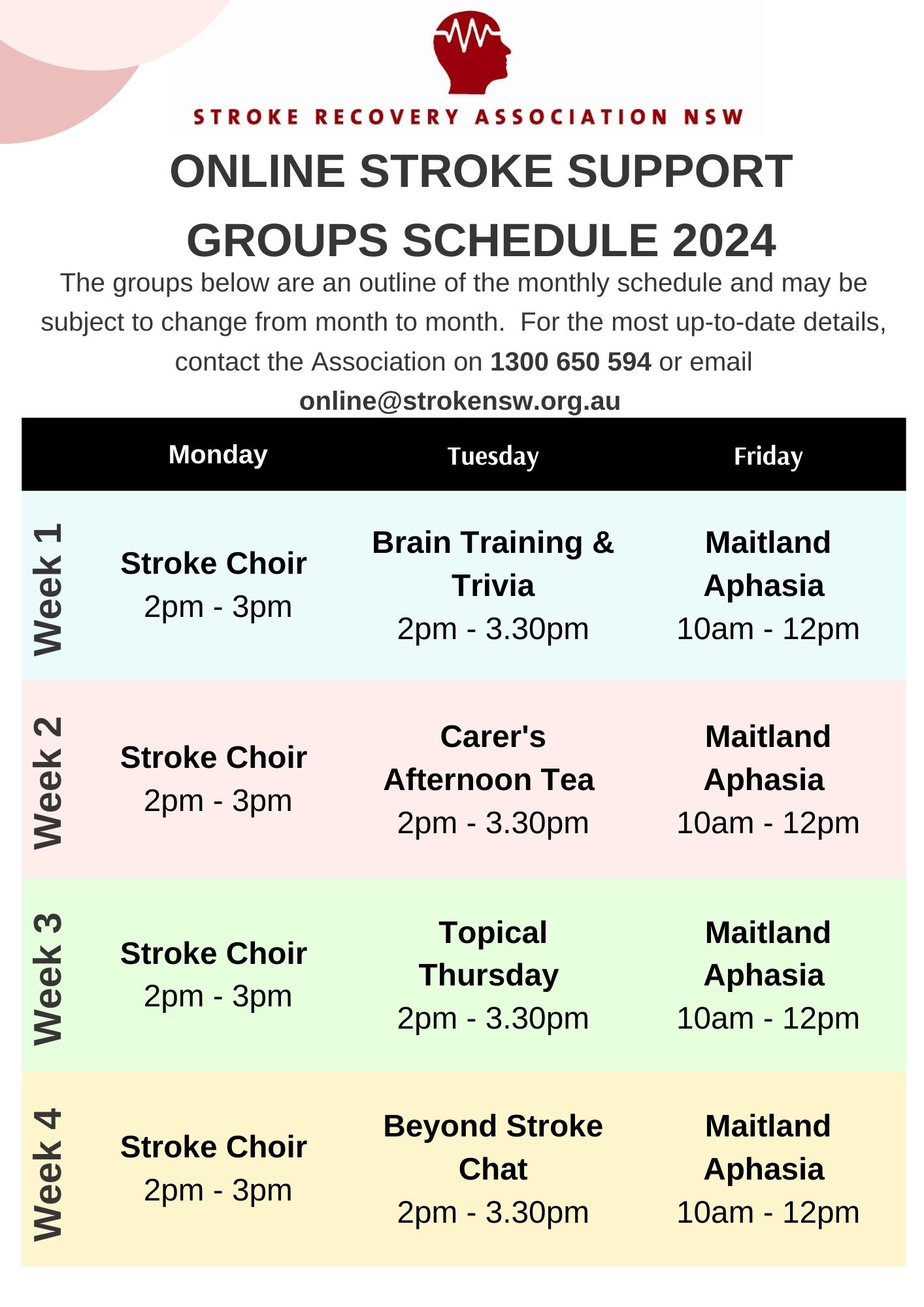 Online Stroke Support Groups | Stroke Recovery Association NSW
